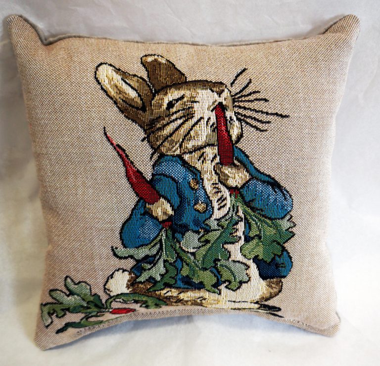 Peter Rabbit Eating Radishes Mini Tapestry Cushion - Beatrix Potter Shop