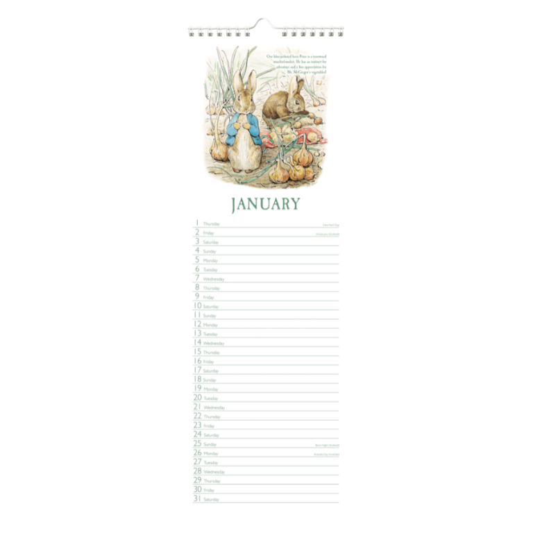 Peter Rabbit 2026 Slim Calendar - Beatrix Potter Shop